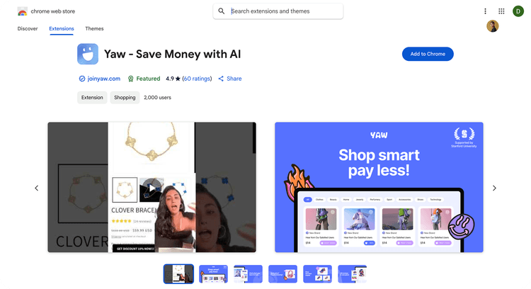 Yaw | AI Shopping Chrome Extension